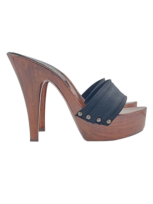 WOMAN HEEL CLOG- BLACK - MADE IN ITALY - AVAILABLE ON LINE