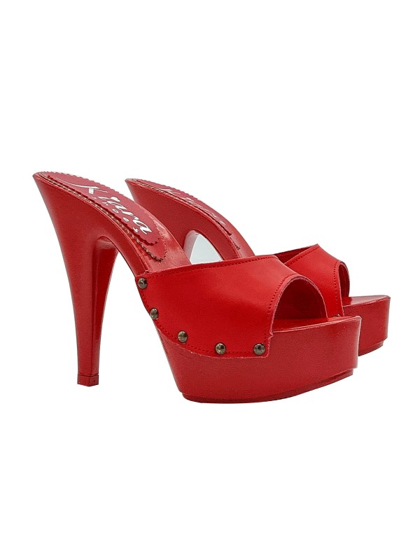 RED LEATHER CLOGS WITH HIGH HEEL | MADE IN ITALY